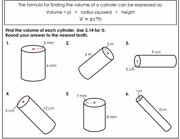 Solved: The formula for finding the volume of a cylinder can be ...