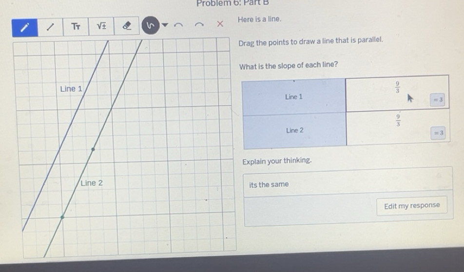 Gelöst:Problem 6: Part B i Tr sqrt(± ) v × Here is a line. the points ...