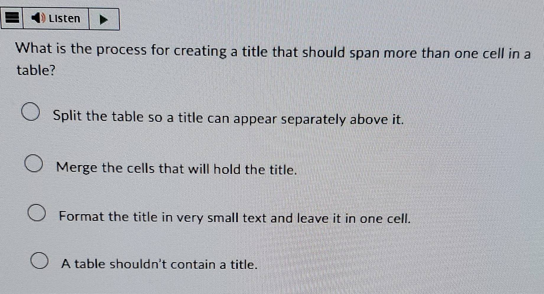 Solved: Listen What is the process for creating a title that should ...