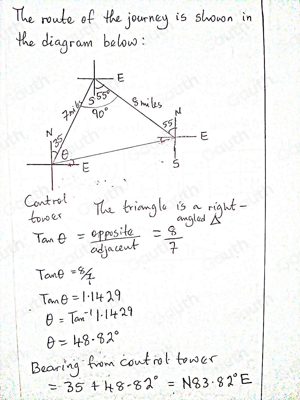 Solved: A jet leaves a runway whose bearing is N 35 E from the control ...
