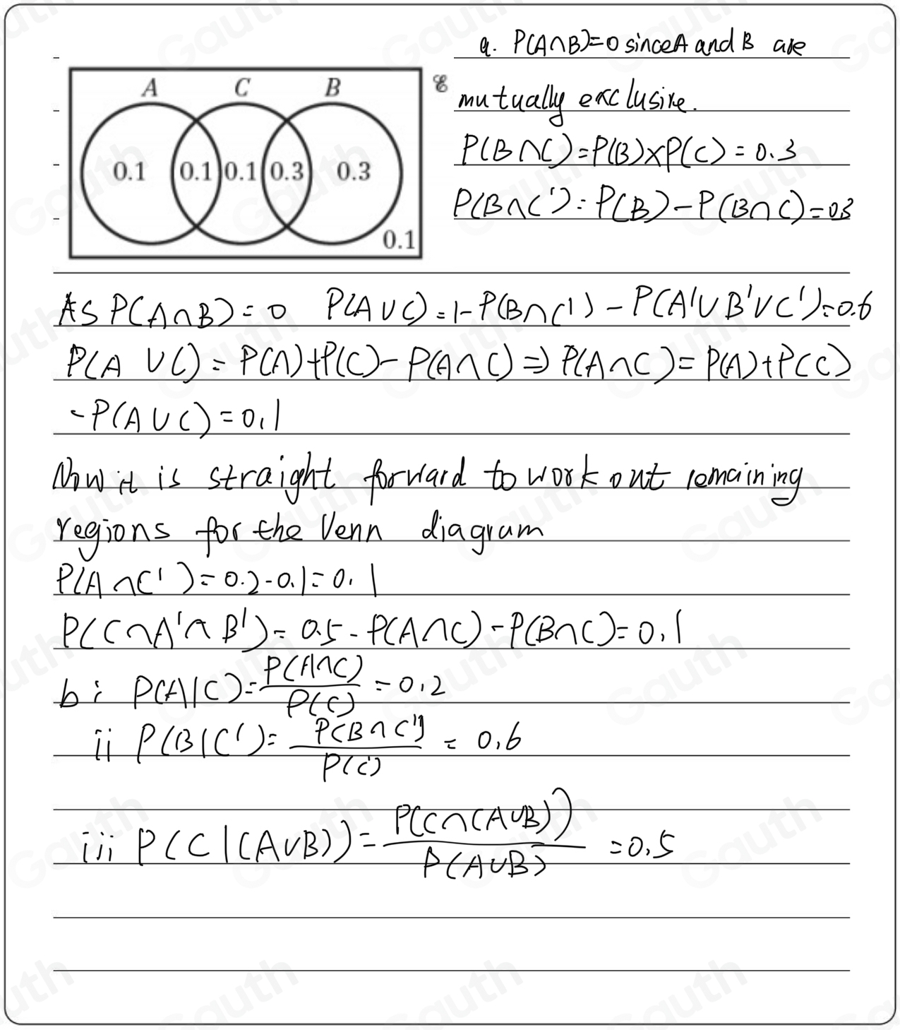 Solved: Three events, A, B and C are such that A and B are mutually ...