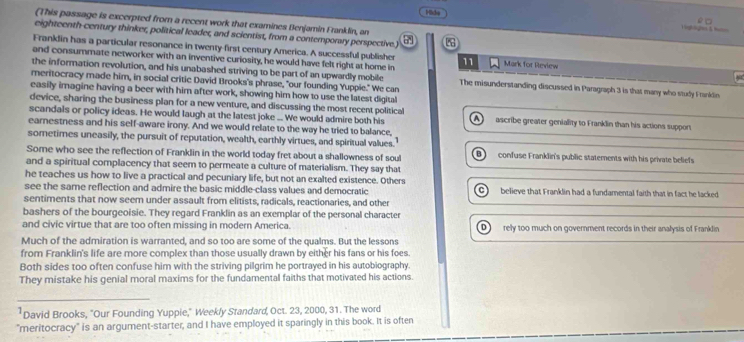 Solved: Hisdes (This passage is excerpted from a recent work that ...
