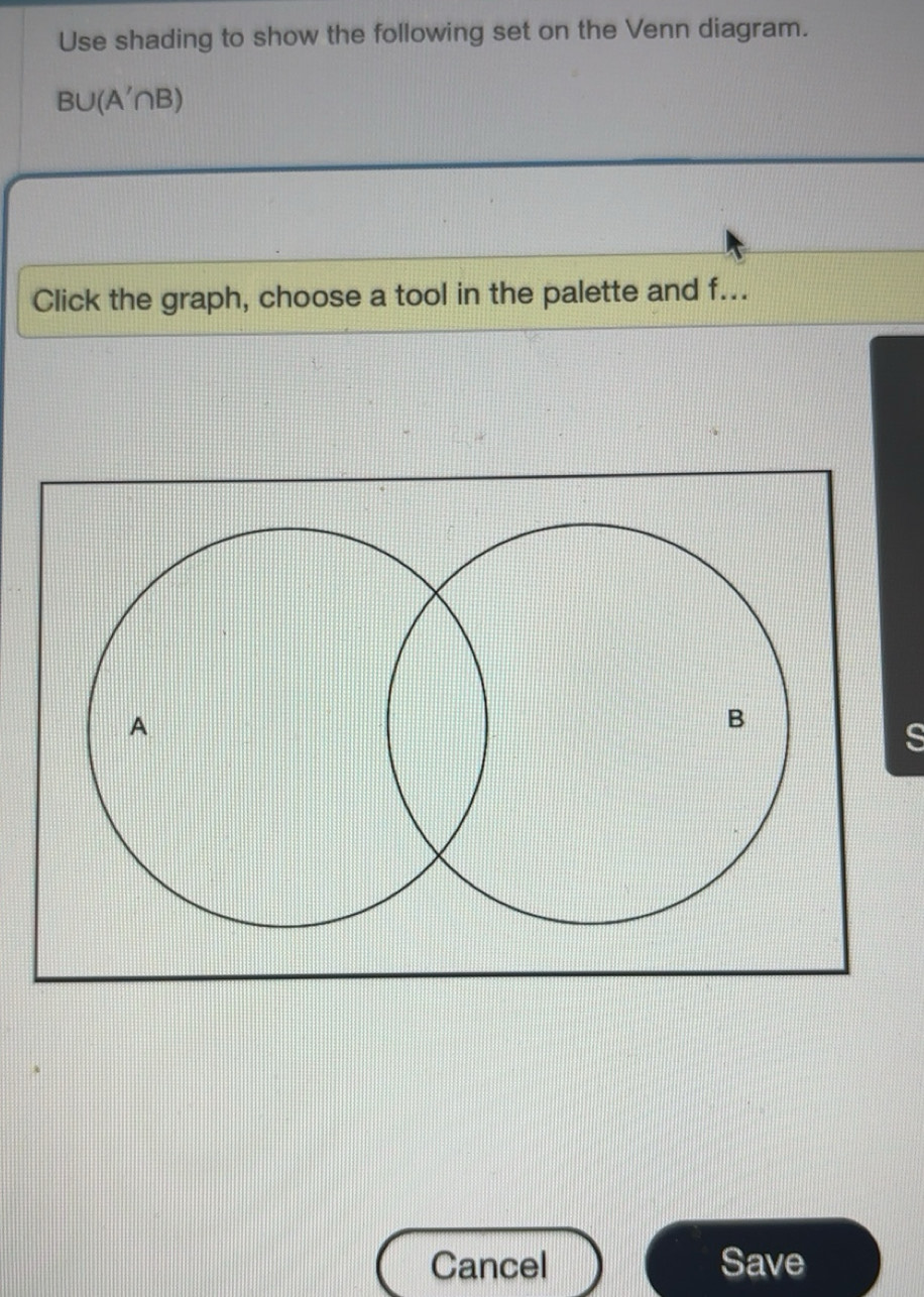 Solved: Use shading to show the following set on the Venn diagram. BU(A ...