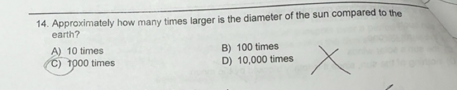 Solved: Approximately how many times larger is the diameter of the sun ...