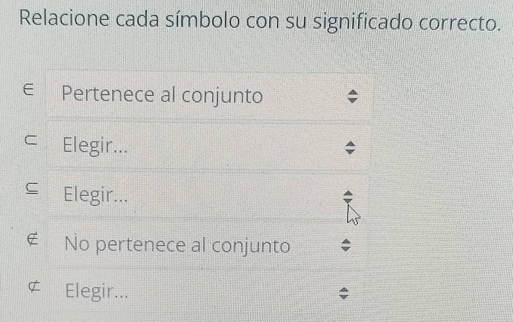 Resuelto:Relacione cada símbolo con su significado correcto. Pertenece ...