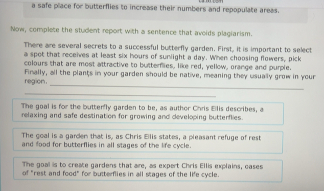 Solved: a safe place for butterflies to increase their numbers and ...