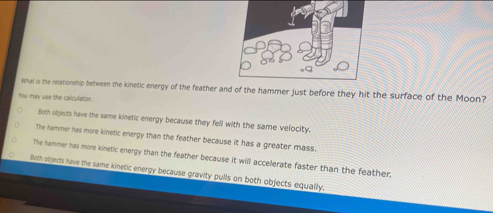 What is the relationship between the kinetic energy of the feather and ...