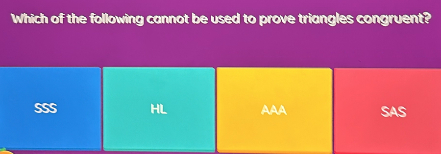 Solved: Which of the following cannot be used to prove triangles ...
