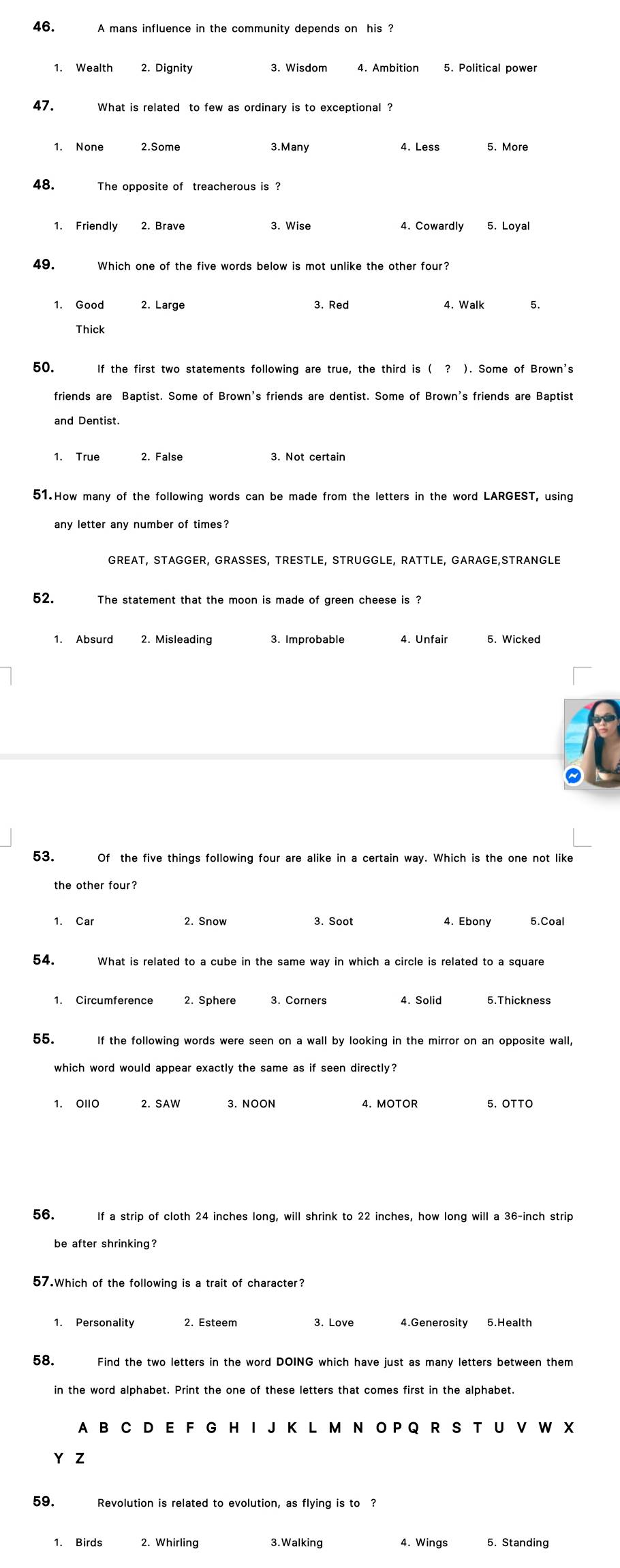 Solved: Wealth 2. Dignity 3. Wisdom 4. Ambition 5. Political power 47 ...