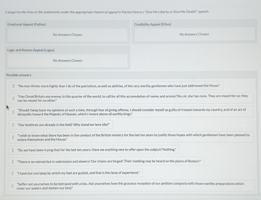 Solved: Categorize the lines or the statements under the appropriate ...