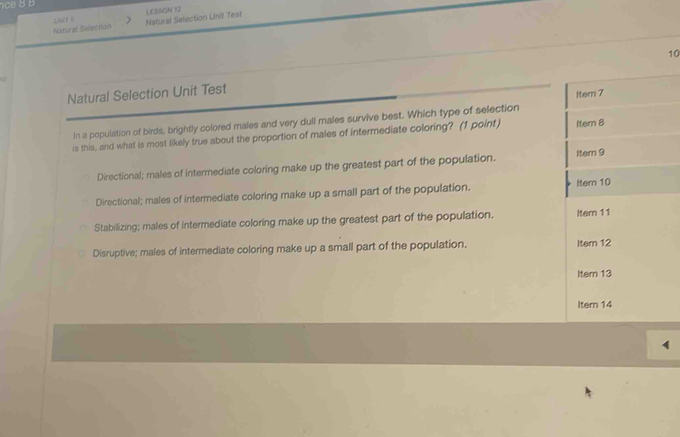 Solved: ce8 B LESSON 12 Natural Selection LINIT 5 Natural Selection ...