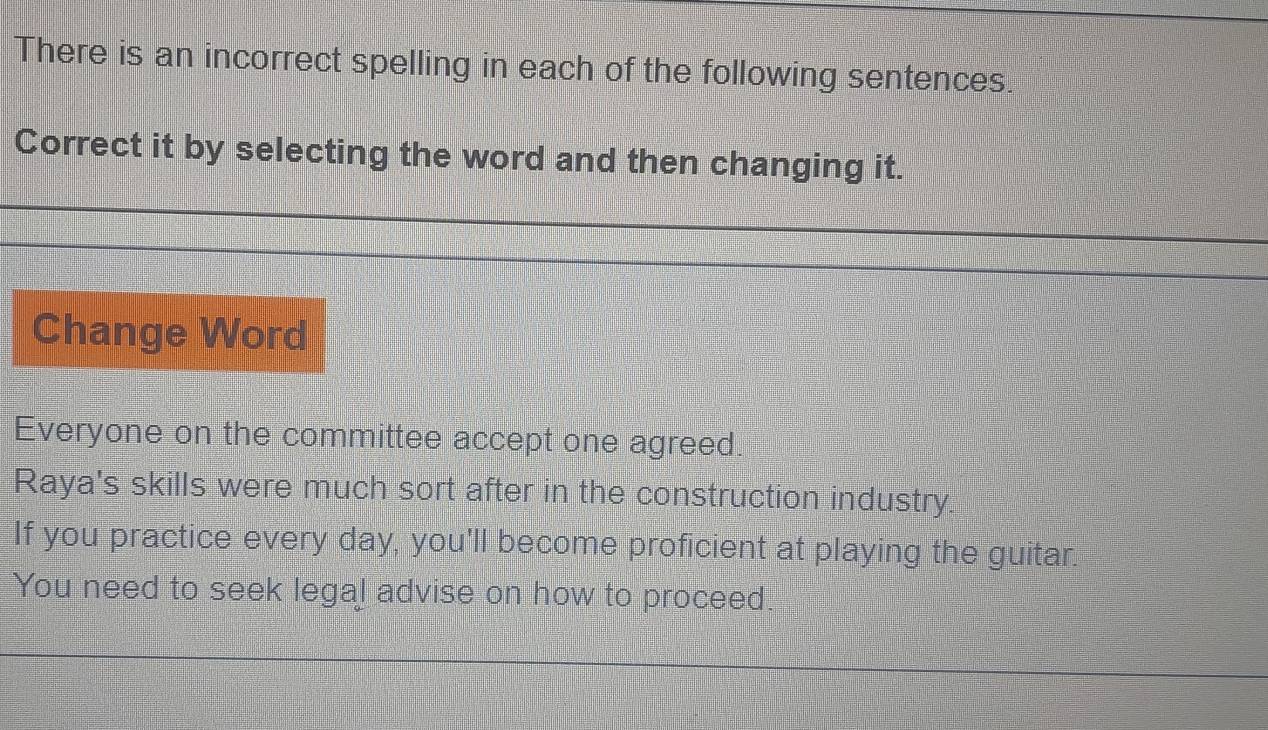 Solved: There is an incorrect spelling in each of the following ...