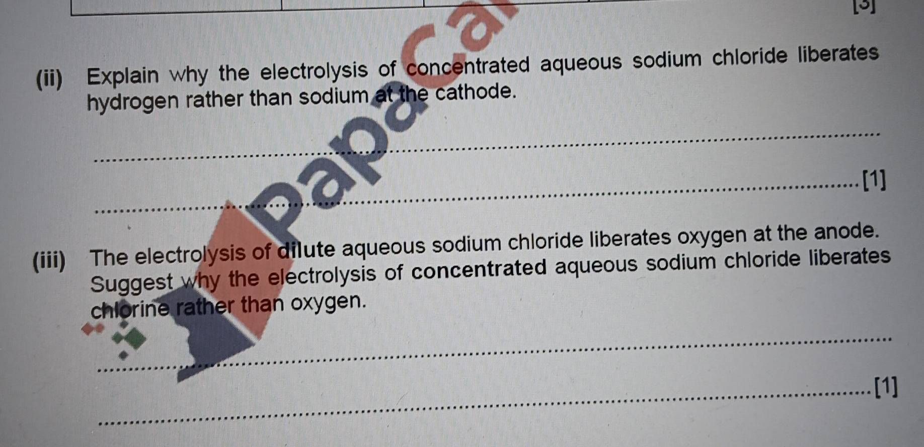 Gelöst:[3] (ii) Explain why the electrolysis of concentrated aqueous ...