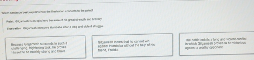 Solved: Which sentence best explains how the illustration connects to ...