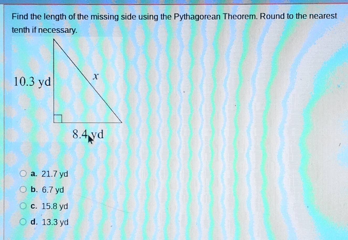 Solved: Find the length of the missing side using the Pythagorean ...