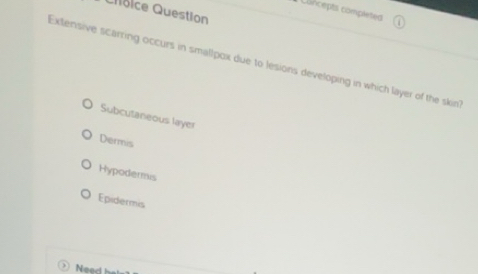 Solved: concepts completed Clloice Question Extensive scarring occurs ...