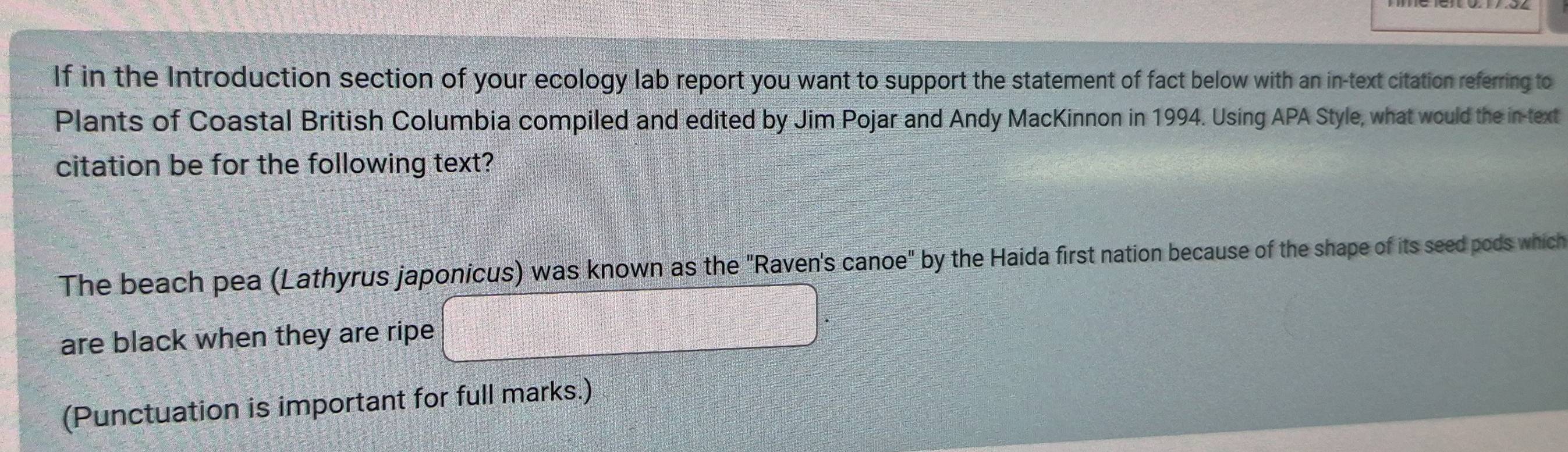 Solved: If in the Introduction section of your ecology lab report you ...