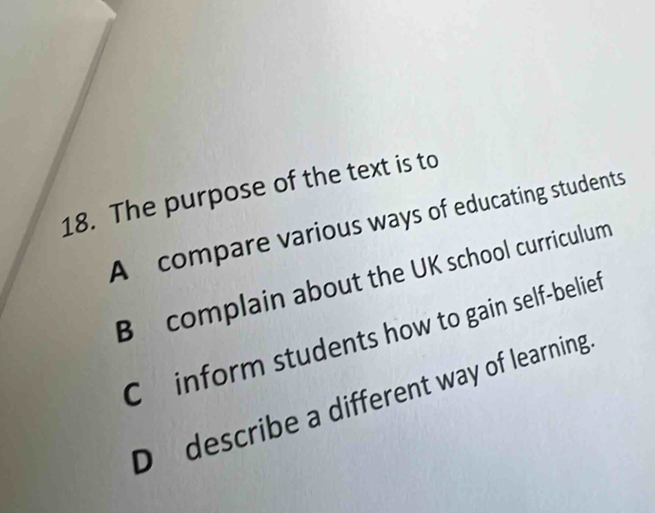 Solved: The purpose of the text is to A compare various ways of ...