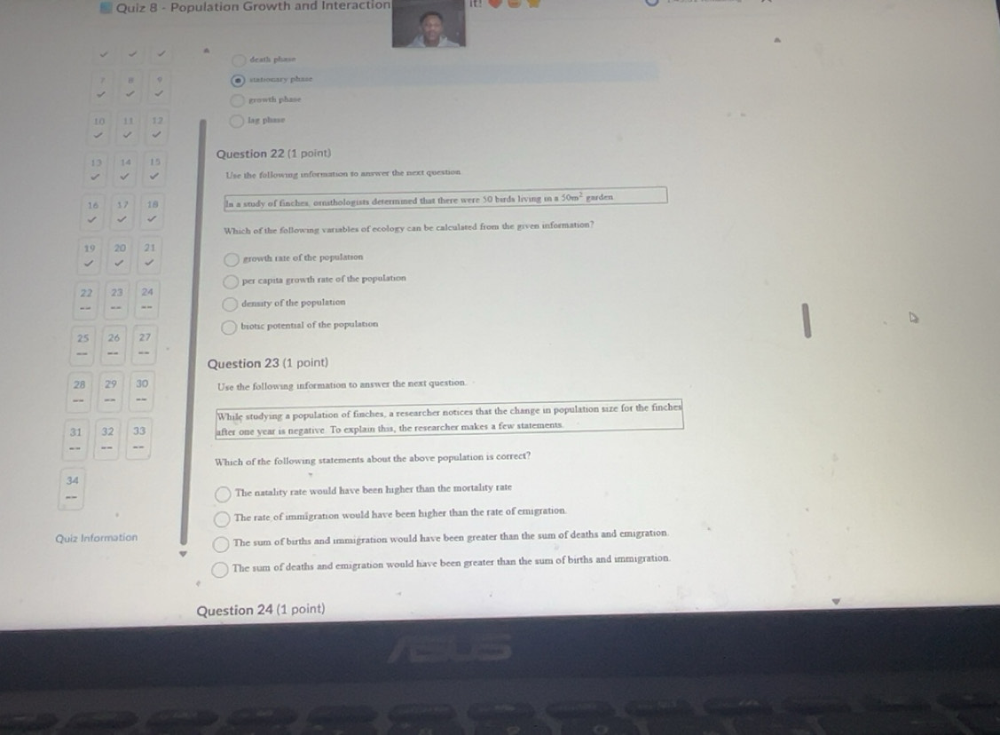 Solved: Population Growth and Interaction death phase stationary phase ...