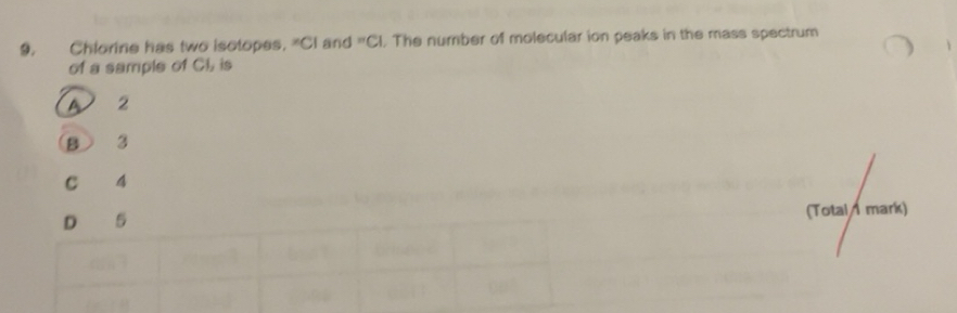 Solved: Chlorine has two isotopes. ^*C and ''CI. The number of ...