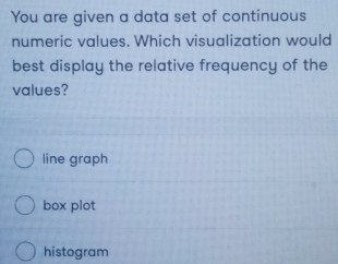 Solved: You are given a data set of continuous numeric values. Which ...