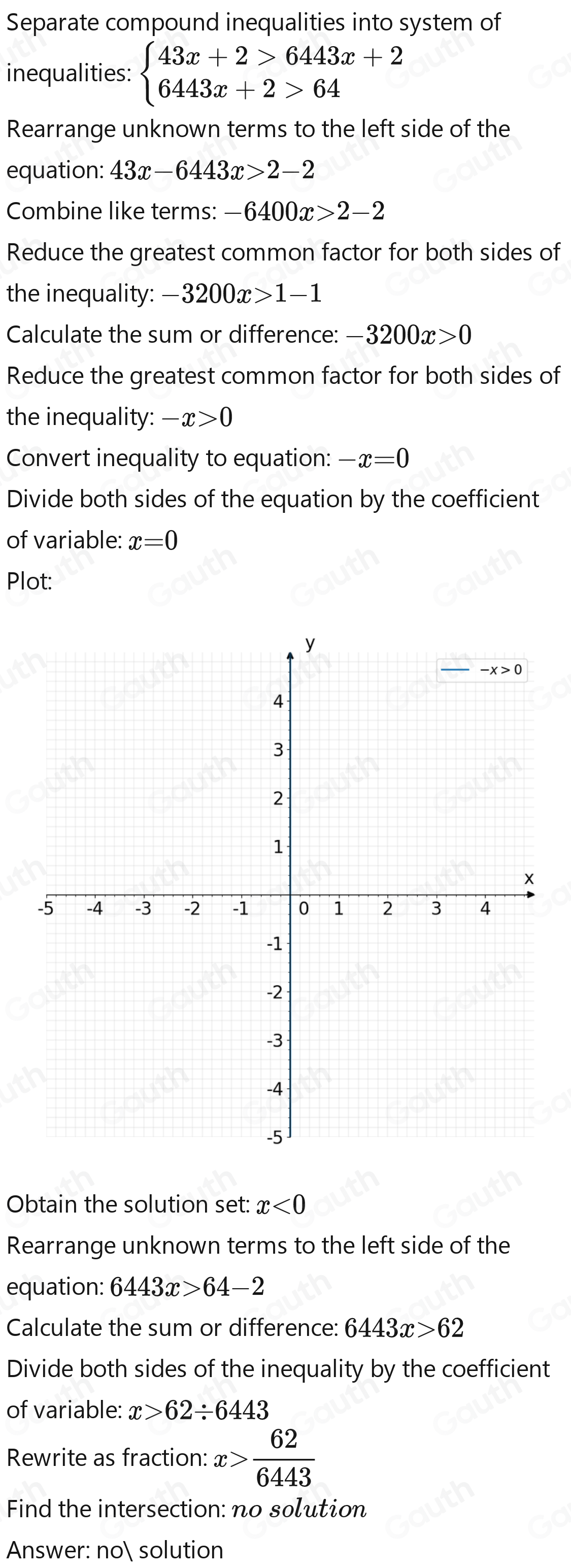 Solved: Solve the following inequality. 43x+2>6443x+2>64 [Math]