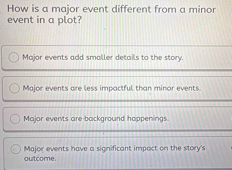 Solved: How is a major event different from a minor event in a plot ...