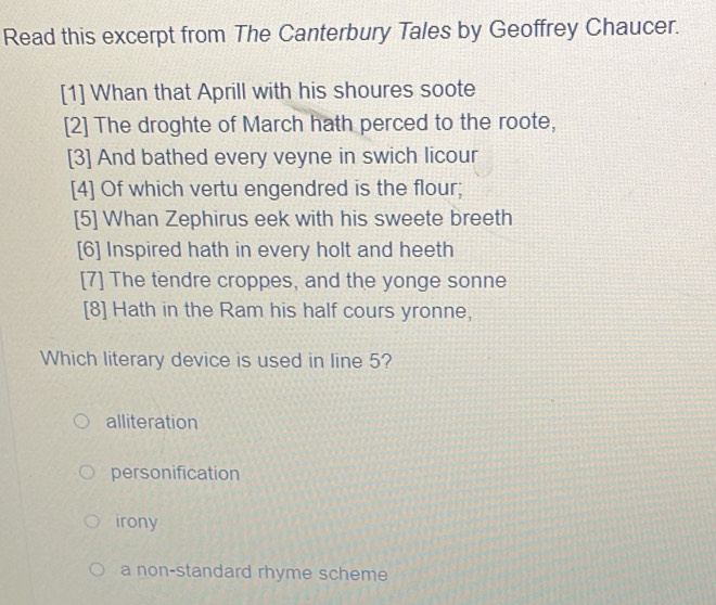 Solved: Read this excerpt from The Canterbury Tales by Geoffrey Chaucer ...