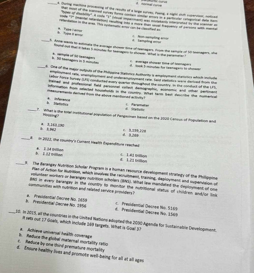 Solved: atyeurtic corve d. normal curve _M. During machine processing of the results of a large ...