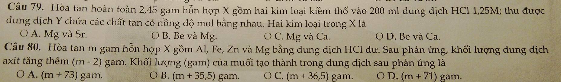 Giải quyết:Hòa tan hoàn toàn 2, 45 gam hỗn hợp X gồm hai kim loại kiềm ...