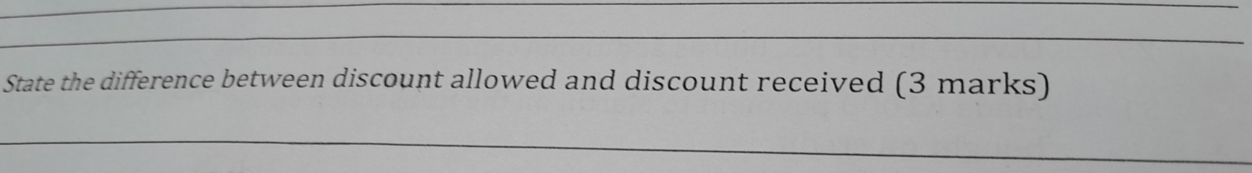 Solved: State the difference between discount allowed and discount ...
