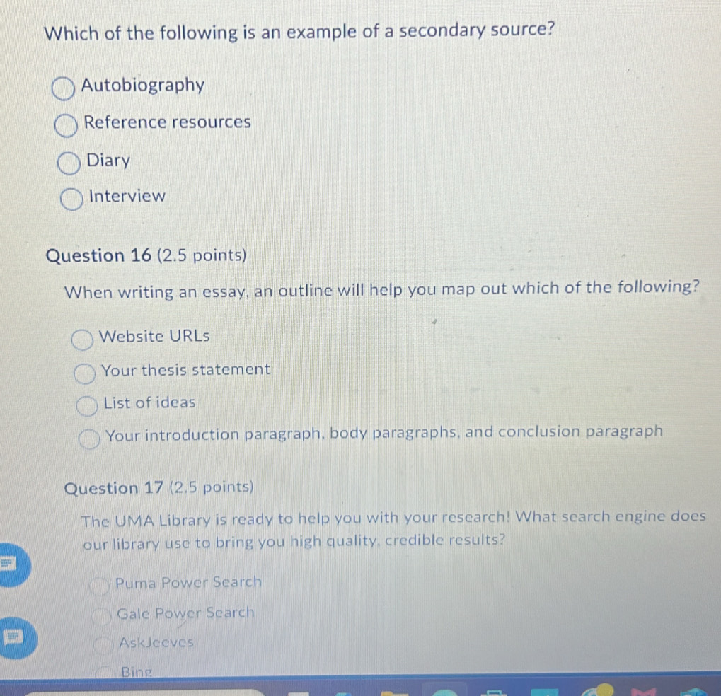 Solved: Which of the following is an example of a secondary source ...