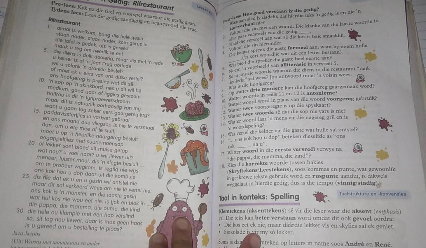 Solved: Üedig: Rilrestaurant Lees on ky Pre-lees: Kyk na die titel en ...