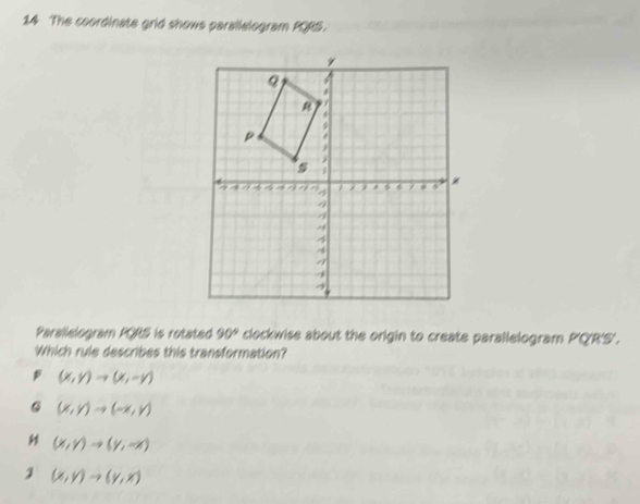 Solved: The coordinate grid shows parallelogram PQRS. Parallelogram ...