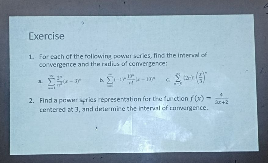 Solved: For each of the following power series, find the interval of ...
