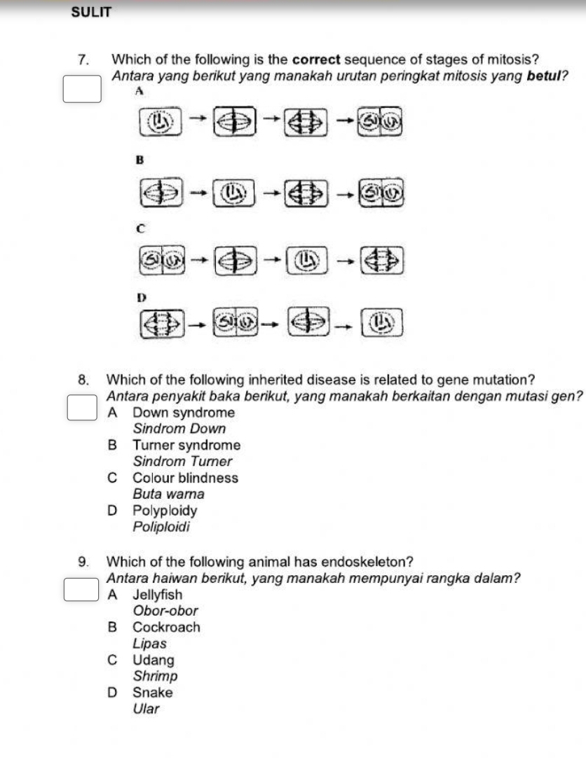 Selesai:SULIT 7. Which of the following is the correct sequence of ...