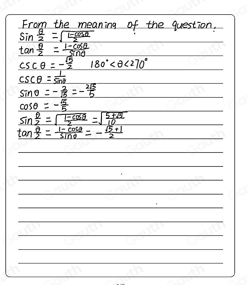 Solved: Suppose that csc θ =- sqrt(5)/2 and 180°