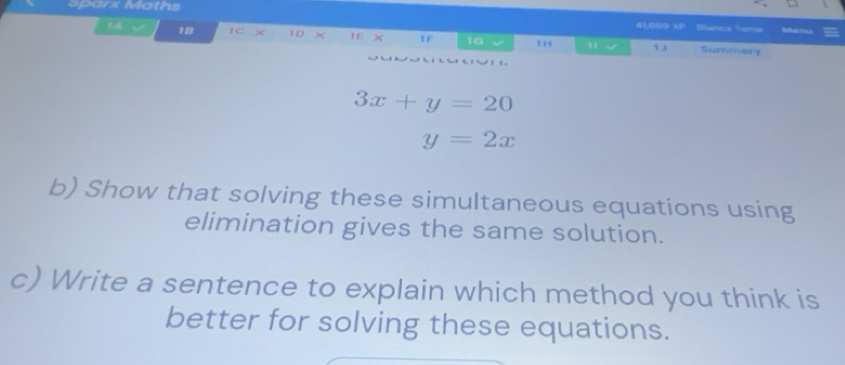 Solved: Sparx Maths 41699 ZP Blanca Toma FA∪ 18 IC × TD × IE × IF 10 1H ...