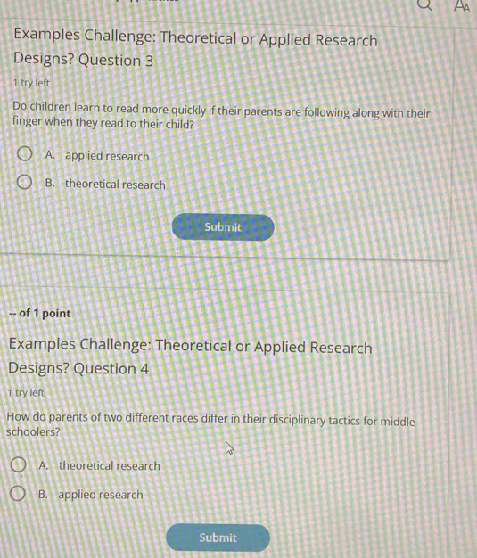 Solved: Examples Challenge: Theoretical or Applied Research Designs ...