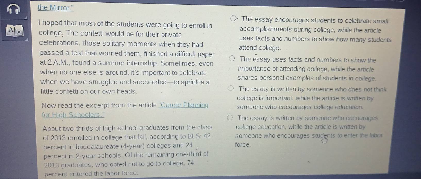 Solved: the Mirror." The essay encourages students to celebrate small I ...