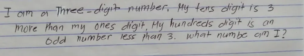 Solved: am a Three-digit number, My tens digit is 3 more than my ones ...
