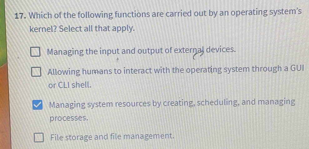 Solved: Which of the following functions are carried out by an ...