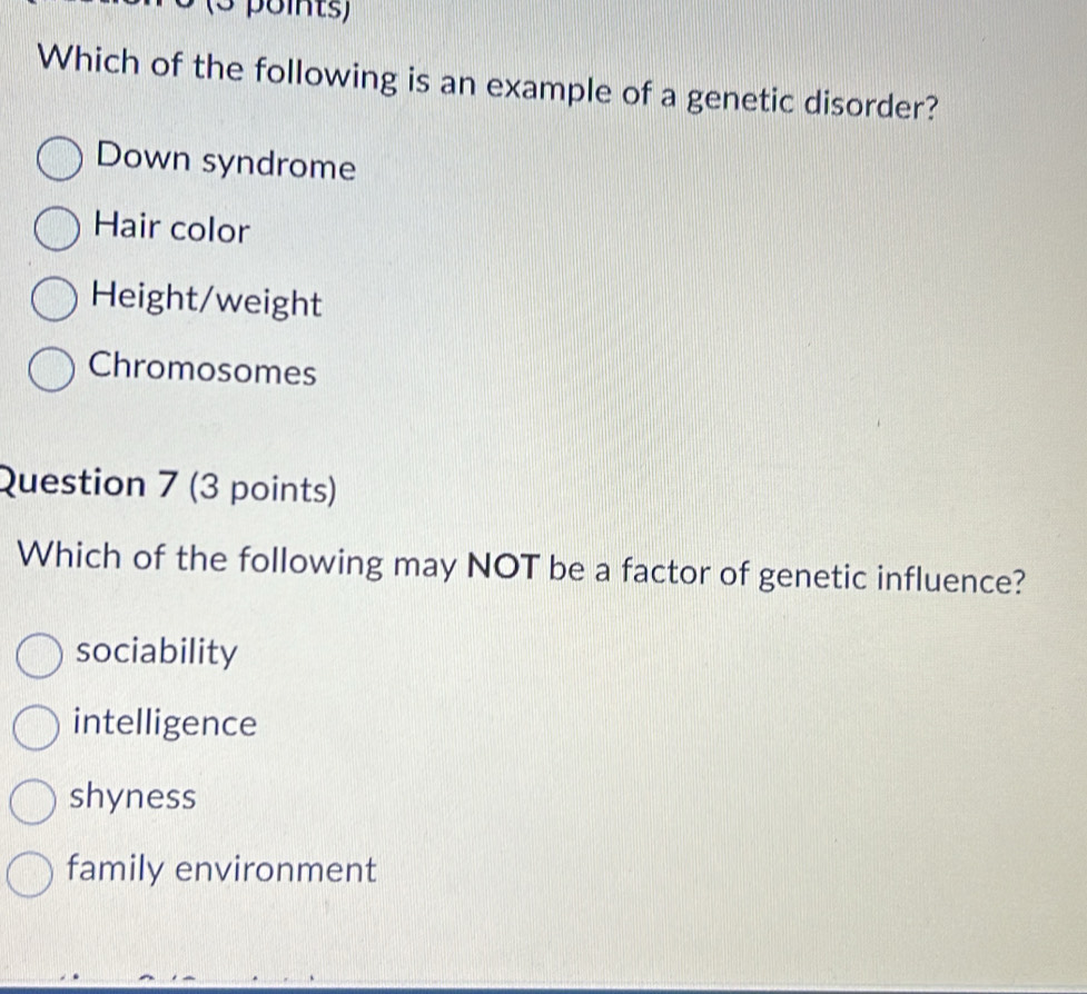 Solved: Which of the following is an example of a genetic disorder ...