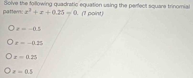 Solved: Solve the following quadratic equation using the perfect square ...