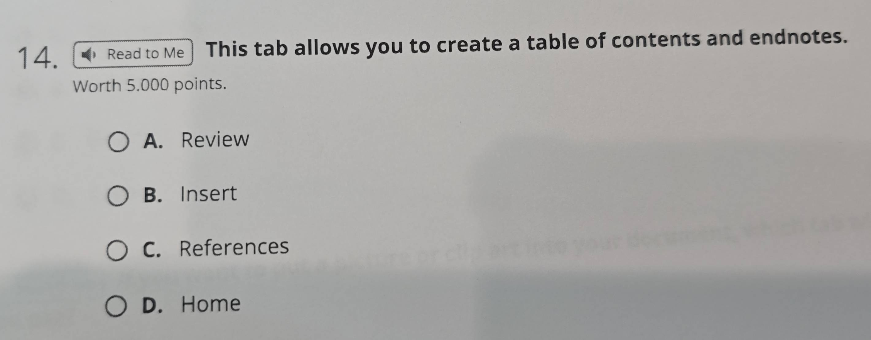 Solved: Read to Me This tab allows you to create a table of contents ...