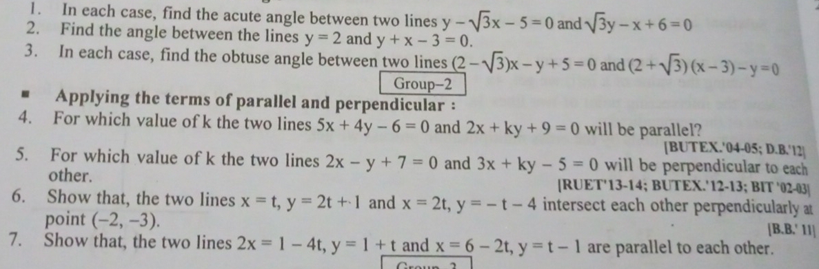 Solved: In each case, find the acute angle between two lines y-sqrt(3)x ...