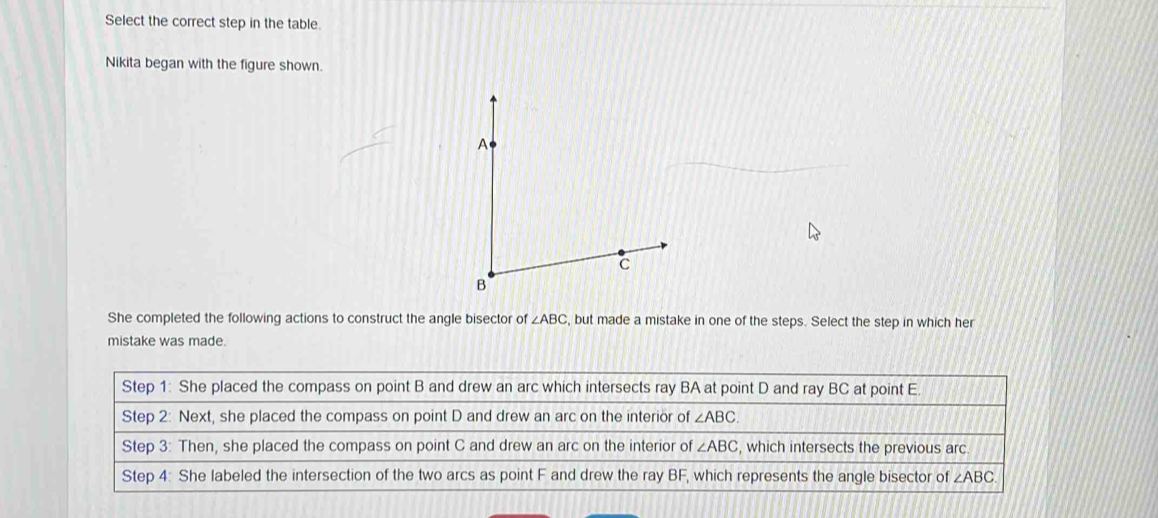 Solved: Select the correct step in the table. Nikita began with the ...
