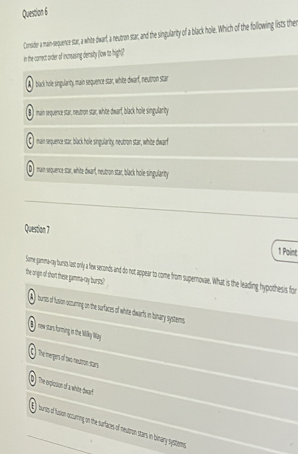 Solved: Consider a main-sequence star, a white dwarf, a neutron star ...