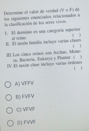 Resuelto:Determine el valor de verdad (V o F) de los siguientes ...