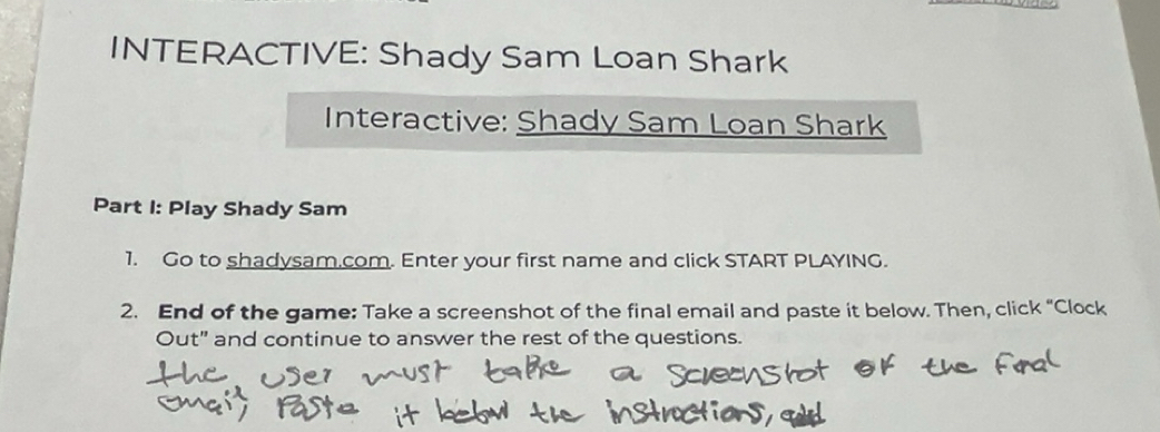 Gelöst:INTERACTIVE: Shady Sam Loan Shark Interactive: Shady Sam Loan ...
